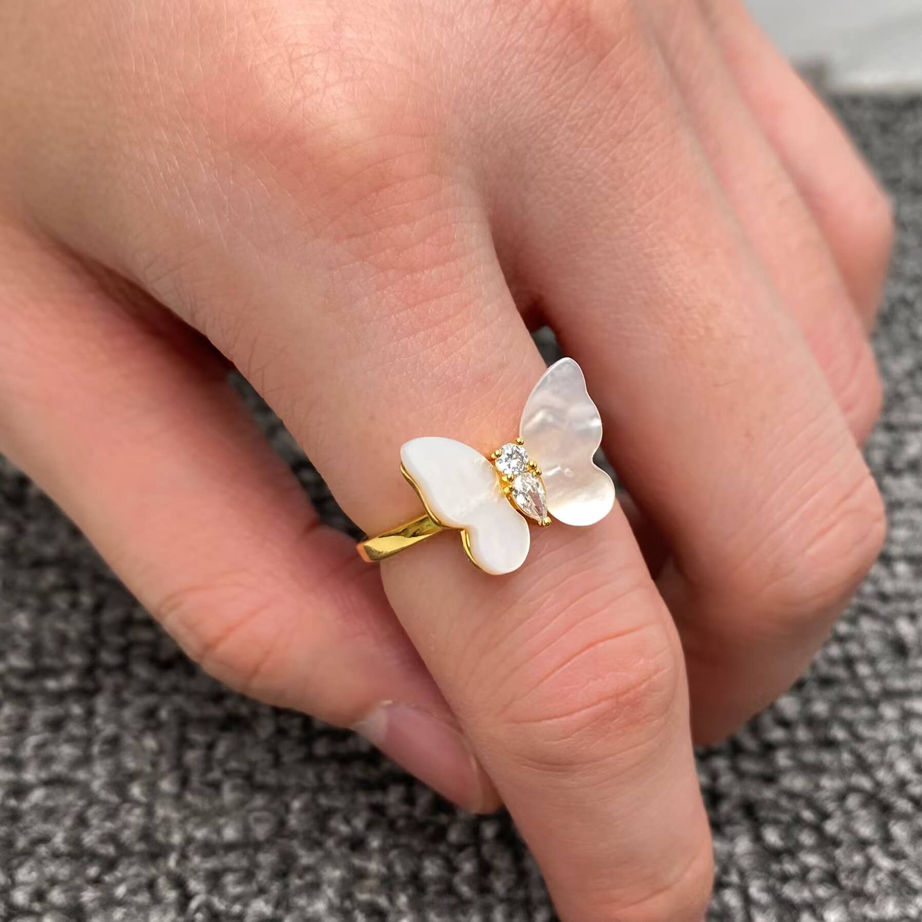 Shell butterfly ring